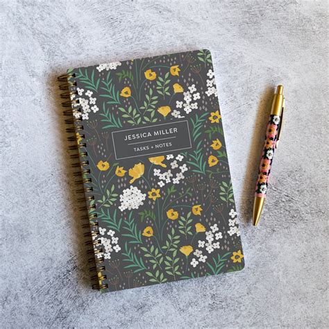 To Do List Notebook With Daily To Do Lists And Notes Personalized Spring Floral Notebook