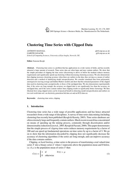 Pdf Clustering Time Series With Clipped Data