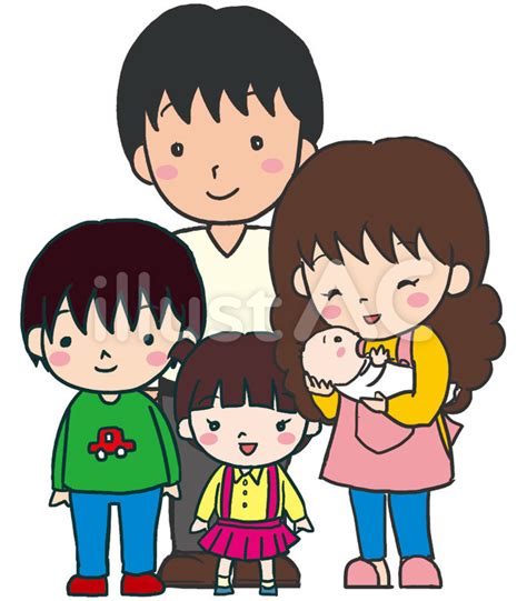 5人家族イラスト No 501786／無料イラスト フリー素材なら「イラストac」