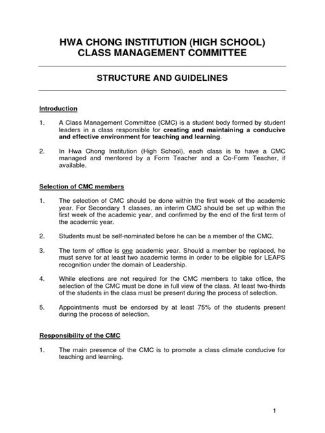 Cmc Structure And Guidelines Pdf Teachers