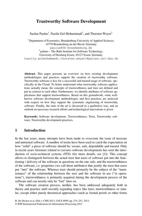 Pdf Trustworthy Software Development