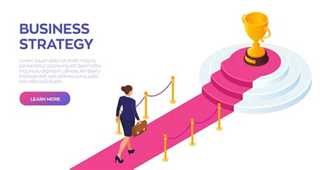 레드 카펫 경로에 우승자 골드 트로피 컵 레드 카펫을 걷고 있는 서류 가방을 들고 사업가 성공에 성공으로가는 길 비즈니스 전략 개념입니다 벡터 일러스트입니다 경쟁에 대한