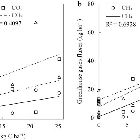 Dependence Of Co2 Ch4 And N2o Fluxes On Feeding Amount At The Sites Of