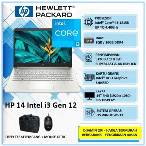 Jual Laptop Slim Hp Intel Core I Gen Ram Gb Ssd Tb Fhd Ips Windows Home