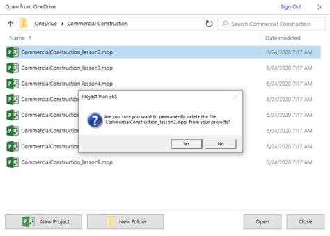 open from onedrive project plan 365