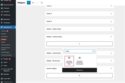 Filter Widget Classified Listing Documentation