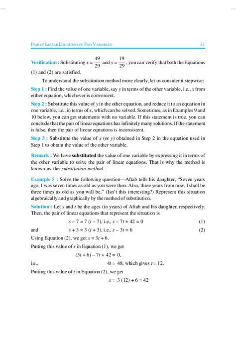 NCERT Book Class Maths Chapter Pair Of Linear Equations In Two Variables Session
