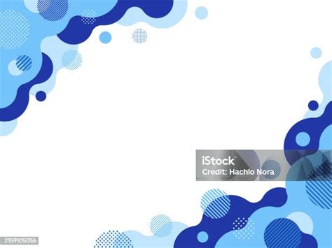 물결 모양으로 연결된 원 배경에 점과 줄무늬 패턴이 있는 원의 파란색 대각선 프레임 그림 0명에 대한 스톡 벡터 아트 및 기타