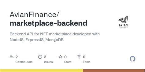 Github Avianfinancemarketplace Backend Backend Api For Nft