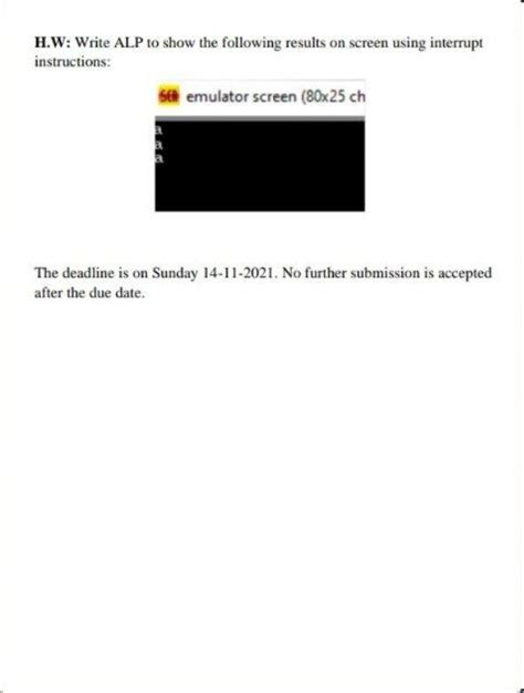 Solved Hw Write Alp To Show The Following Results On