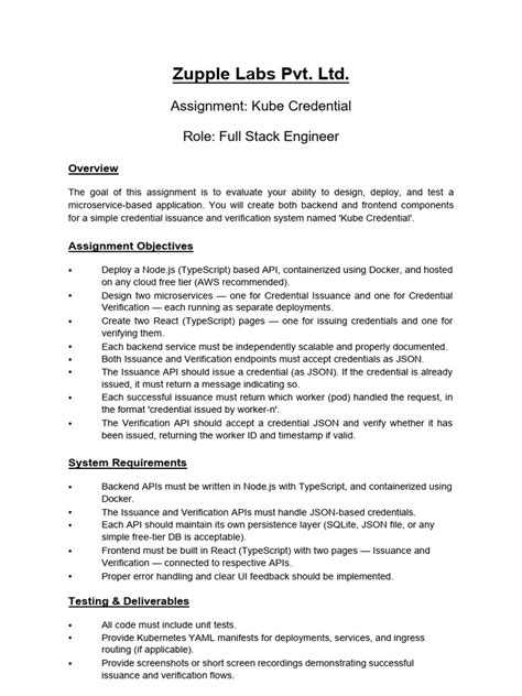 Kube Credential Assignment Fsd Pdf Computer Programming Computer