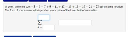 solved 1 point write the sum 3 5 7 9 11 13 15 17