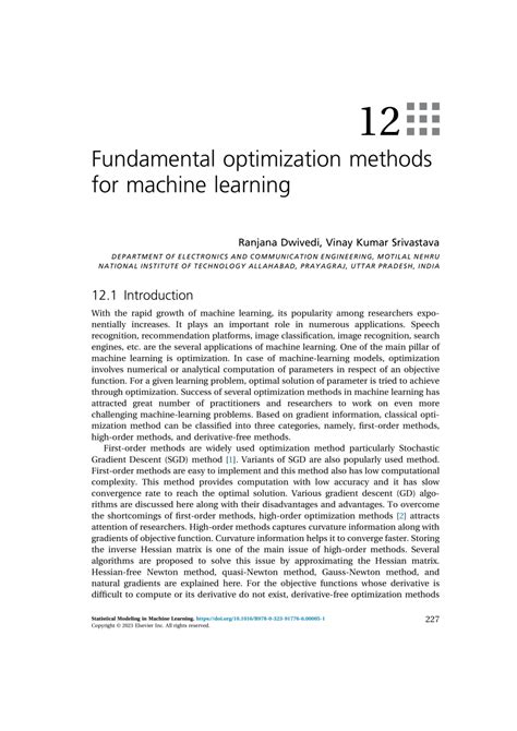 Pdf Fundamental Optimization Methods For Machine Learning