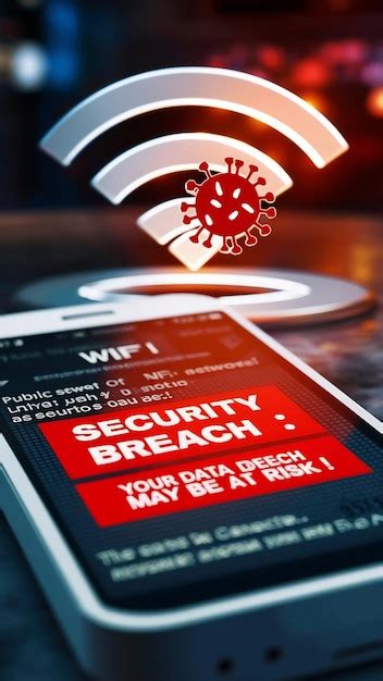 Security Breach Warning Smartphone Screen Public Wifi Hotspot Internet