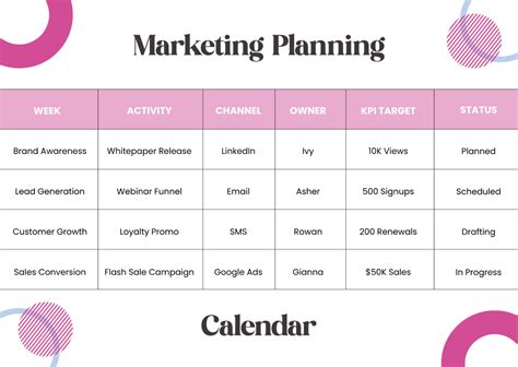 Free Marketing Calendar Templates Editable And Printable
