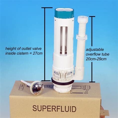 Single Flush Push Button Outlet Valve 50mm With 38mm Press Button Close Coupled Cistern