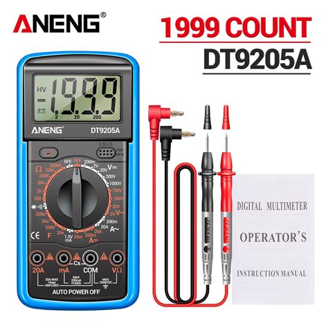 Aneng DT9205A-12 มัลติมิเตอร์ดิจิทัล AC/DC นับ 1999 ครั้ง สําหรับทดสอบ ...