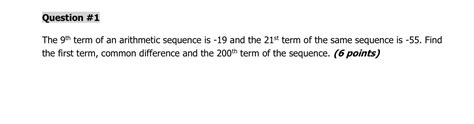 solved the 9th term of an arithmetic sequence is 19 and