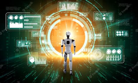 Premium Photo 3d Rendering Robot Humanoid Analyzing Big Data Using Ai Thinking