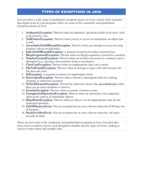exception types pdf