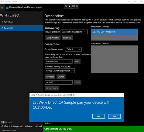 Cc3100 Wifi Directp2p Problem To Communicate A Cc3100 Module With A Windows 10 Pc Wi Fi