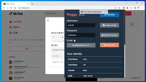 reggy 自動產生與填入網路註冊所需資料 瀏覽器擴充功能 關鍵應用