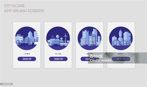 Flat Design Responsive Ui Mobile App Splash Screens Mockups Stock Illustration Download Image