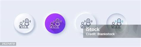 팟캐스트 회선 아이콘입니다 스튜디오 마이크 사인 선 아이콘 벡터 3차원 형태에 대한 스톡 벡터 아트 및 기타 이미지 3차원 형태 고급 그라데이션 Istock