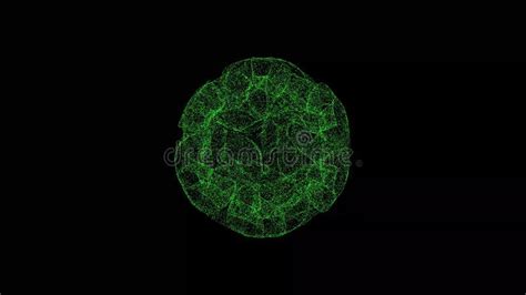 3d Abstract Alien Sphere On Black Background Object Consisting Of Green Flickering Particles
