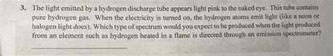 Solved 3 The Light Emitted By A Hydrogen Discharge Tube