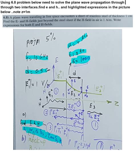 Solved Using 6 8 Problem Below Need To Solve The Plane Wave Propagation Through 1 Through Two