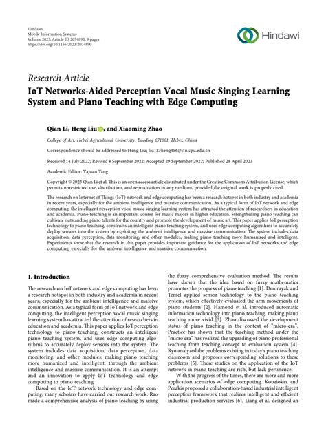 Pdf Iot Networks Aided Perception Vocal Music Singing Learning System