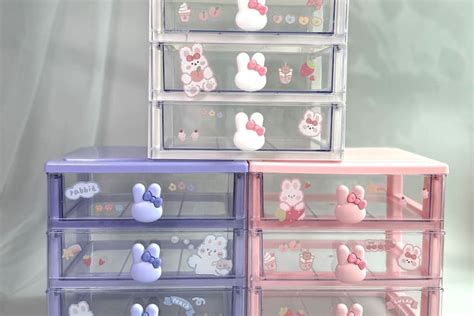 데스크수납·정리 3단 플라스틱 미니 리본토끼 서랍장 수납함 데스크 정리함 3color 오늘의집 쇼핑