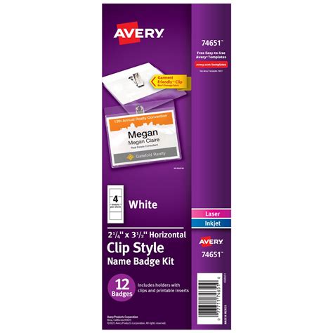 avery customizable name badges with clips 2 25 x 3 5 clear name tag