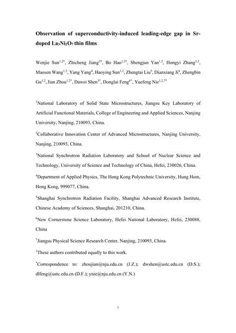 Pdf Observation Of Superconductivity Induced Leading Edge Gap In Sr