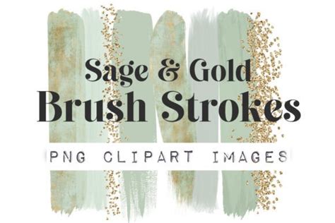 Sage And Gold Brush Strokes Png Clip Art Graphic By The Png Warehouse