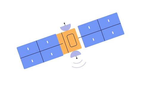 레이더 접시 안테나 패널이 있는 인공 위성 통신을 위한 추상 우주 정거장 궤도를 비행하는 코스모스 궤도 장비 평면 벡터 일러스트 레이 션 흰색 배경에 고립