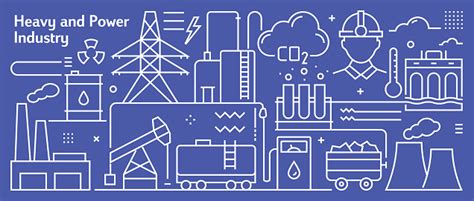 트렌디 한 선형 스타일의 벡터 헤비 및 파워 산업 배너 디자인 웹 페이지 배너 프리젠 테이션라인 아트 스타일 추상 패턴 개념에 대한 스톡 벡터 아트 및 기타 이미지 Istock