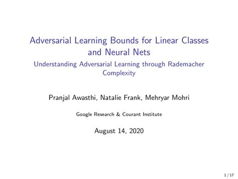 Ppt Adversarial Learning Bounds For Linear Classes And Neural Nets Powerpoint Presentation