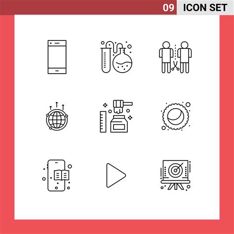 9 User Interface Outline Pack Of Modern Signs And Symbols Of Connection Business Education Globe