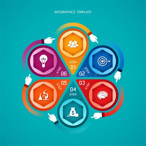 Abstract Vector 6 Steps Infographic Template In Flat Style For Layout Workflow Scheme Numbered