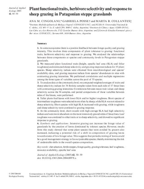 Pdf Plant Functional Traits Herbivore Selectivity And Response To
