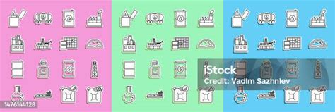 세트 라인 에코 연료 용기 화재가있는 석유 장비 속도계 배럴 오일 바다의 플랫폼 산업 공장 건물 라이터 및 가격 인상 아이콘 벡터 0명에 대한 스톡 벡터 아트 및 기타