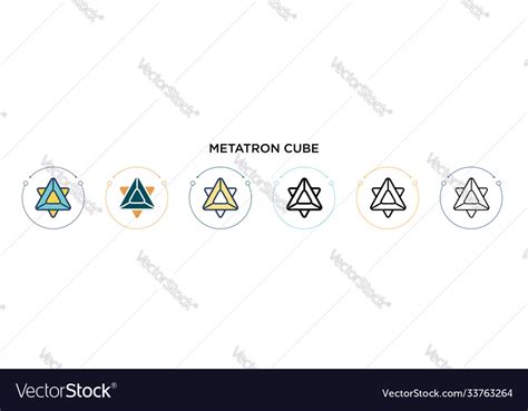 Metatron Cube Icon In Filled Thin Line Outline Vector Image