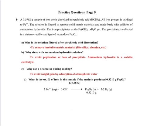 Solved Practice Questions Page 9 1 A 0 5962 G Sample Of