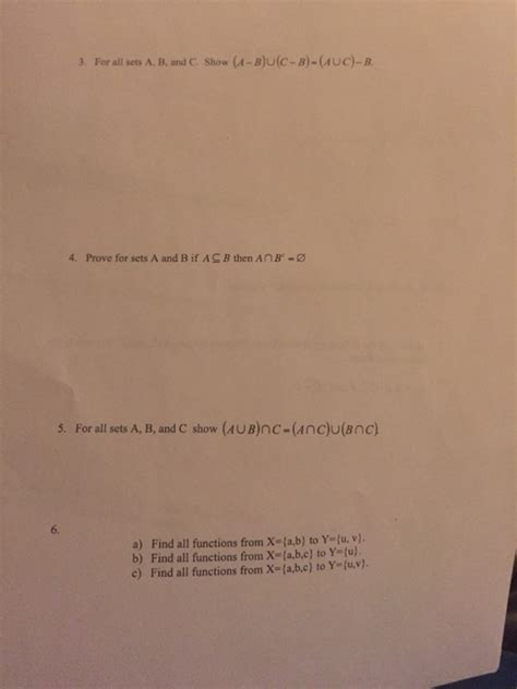 Solved For All Sets A B C Show A B C B A C Chegg Com