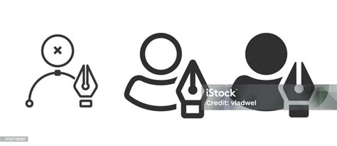 그래픽 디자이너 아티스트 사람 아이콘 벡터 세트 펜 연필 선 윤곽선 아트 글리프 기호 및 단색 모양 실루엣 픽토그램 로고 이미지 클립 아트가 있는 디지털 일러스트레이터로