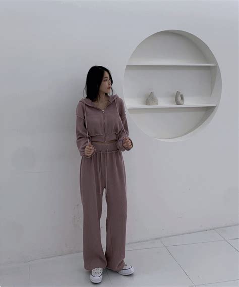 마실룩등원룩 골지 크롭 후드집업 밴딩 팬츠 세트 4color 에이블리