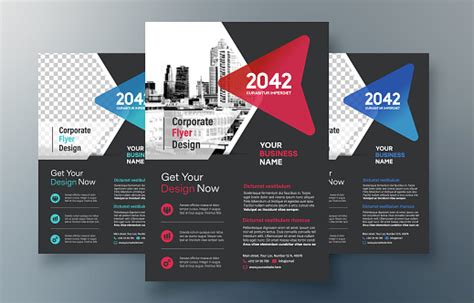 A4의 기업 전단지 디자인 템플릿 3 색상 방법 포함 브로셔 연례 보고서 잡지 포스터 기업 프리젠 테이션 포트폴리오 배너 웹 사이트에 적응 할 수 있습니다 0명에 대한 스톡