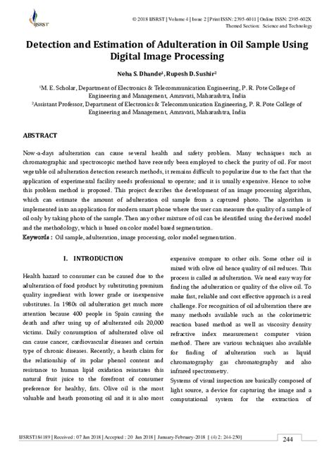 Pdf Detection And Estimation Of Adulteration In Oil Sample Using